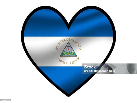 니카라과 국기 내부 큰 아름다운 마음 원래 색상과 비율 벡터 일러스트레이션 모든 대륙과 테리토르세트의 세계 국가 흰색 배경에 격리 국가 관광명소에 대한 스톡 벡터 아트 및