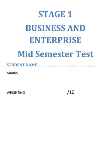 mid semester test teaching resources