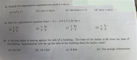 Solved 48 Simplify The Trigonometric Expression