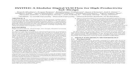 Pdf Invited A Modular Digital Vlsi Flow For High Productivity · Invited A Modular