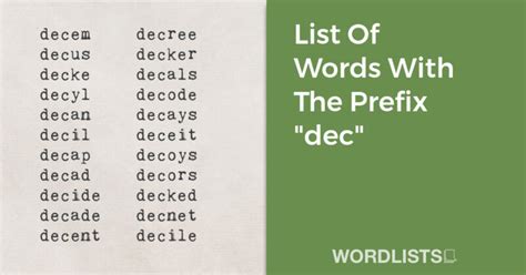 List Of Words With The Prefix Deca