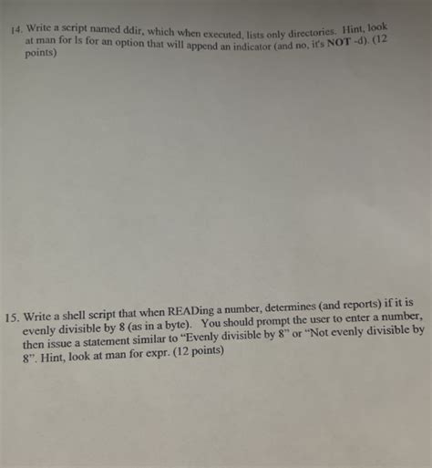 Solved 14 Write A Script Named Ddir Which When Executed