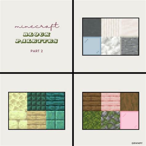 Minecraft Block Palettes Part 2 In 2025 Minecraft Blocks Minecraft Blueprints Minecraft