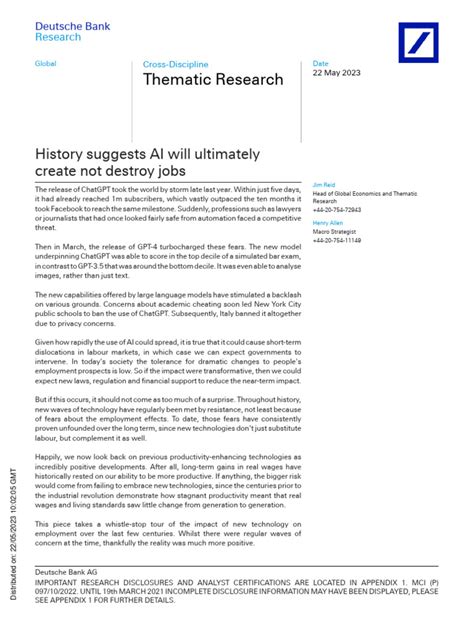 Db History Suggests Ai Will Create Not Destroy Jobs Pdf Financial