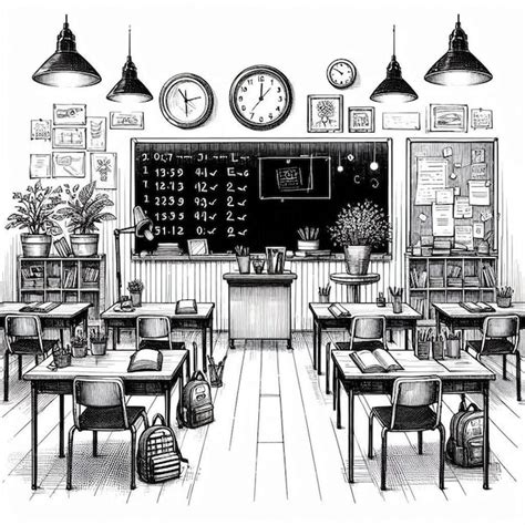 Classroom Pen And Ink Style Premium Ai Generated Image