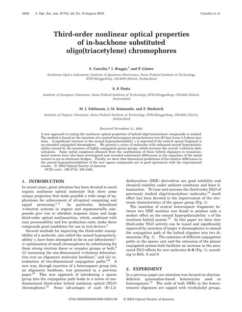 Pdf Third Order Nonlinear Optical Properties Of In Backbone Substituted Oligo Triacetylene