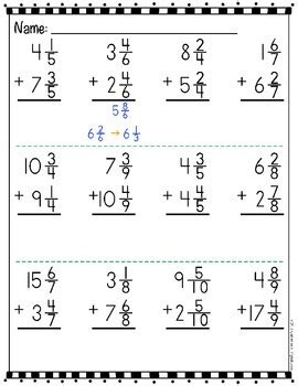 Adding Mixed Numbers With Like Denominators By Catherine S TpT