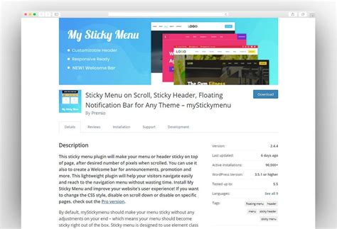sticky menu on scroll sticky header floating notification bar for any