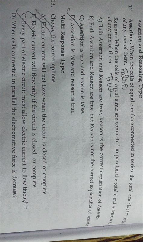 Assertion And Reasoning Type 12 Assertion When The Cells Of Equal E M F Are Connected In
