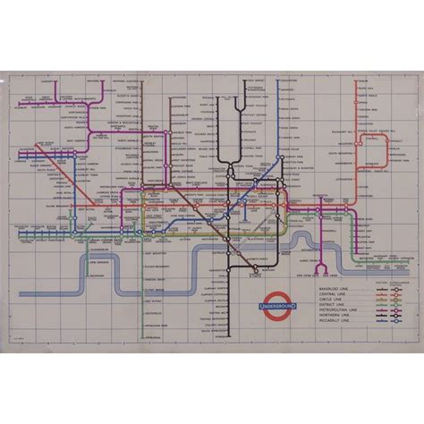 Original London Underground Tube Map Folding Pocket Map To The Harry