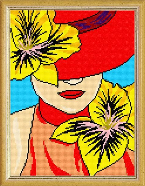 Так легко — Пані в капелюсі канва для вишивання 24×32 см Чарівниця канва