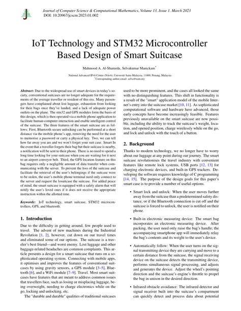 PDF IoT Technology And STM Microcontroller Based Design Of Smart Suitcase