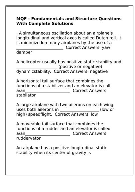 mqf fundamentals and structure questions with complete solutions