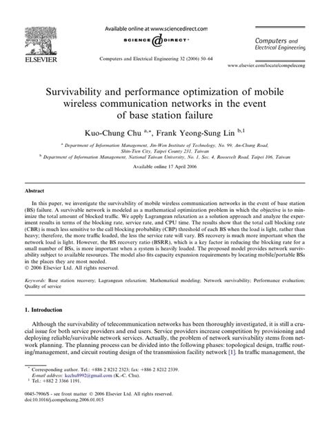 p1 survivability and performance optimization of mobile wireless