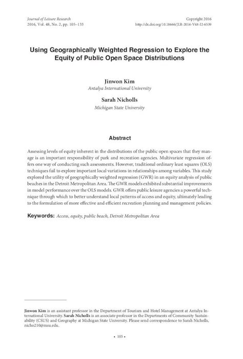 Pdf Using Geographically Weighted Regression To Explore The