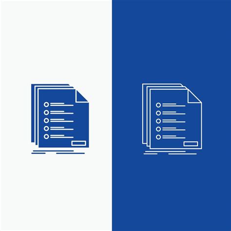 Check Filing List Listing Registration Line And Glyph Web Button In Blue Color Vertical