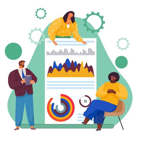 People Study Statistics On Presentation Board Analyze Graphs And