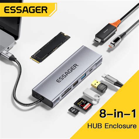 Essager Usb C Hub In Converter Type C To Hdmi Multi Adapter Usb Vga Rj Card Reader Pd