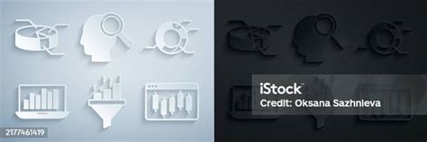 차트 파이 인포 그래픽 노트북 브라우저 주식 시장 검색 사람 및 아이콘으로 판매 깔때기를 설정하십시오 벡터 3차원 형태에 대한 스톡 벡터 아트 및 기타 이미지 Istock