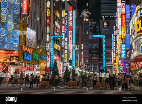 Night View In Kabukicho Red Light District Shinjuku Tokyo Japan