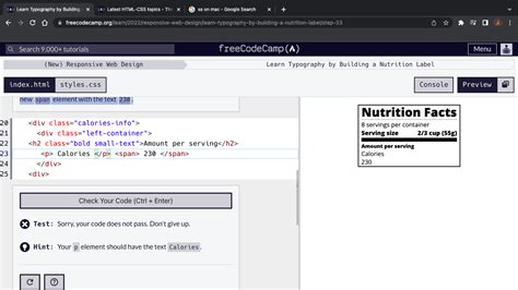 Typography By Building A Nutrition Label Step 33 Html Css The Freecodecamp Forum