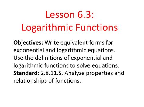Ppt Lesson 6 3 Logarithmic Functions Powerpoint Presentation Free Download Id 2704985