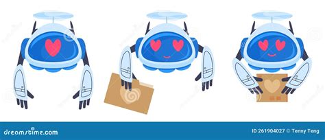 Valentines Day Love Mail Delivery Drones Cartoon Romantic Aerial Drone Cute Robots Carrying
