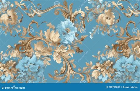 Intricately Designed Rococo Blooms In A Dreamy Floral Pattern Creating Using Generative AI Tools