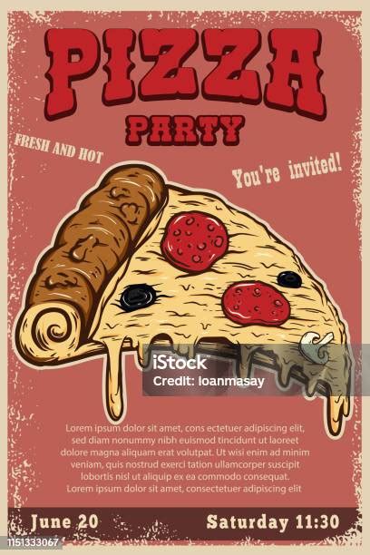 피자 집의 포스터 템플릿입니다 이탈리아어 피자 슬라이스 그런 지 배경 레이블 기호 포스터 카드 배너에 대 한 디자인 요소입니다 벡터 일러스트 개념에 대한 스톡 벡터 아트 및