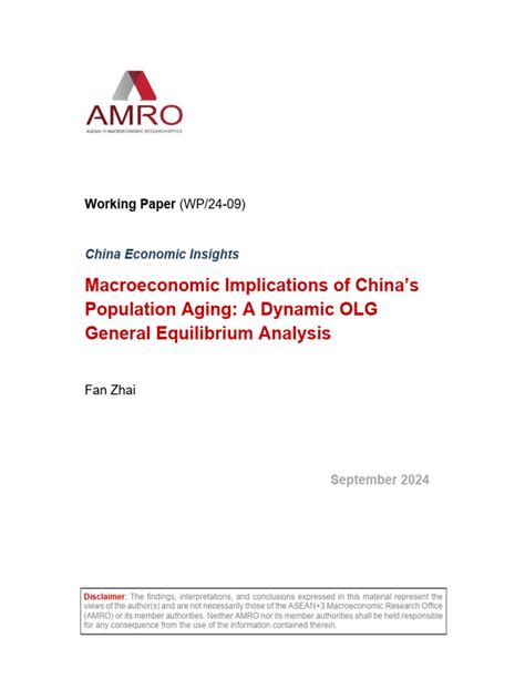 Amro Wp Macroeconomic Implications Of Population Aging In China Sept 2024 Pdf