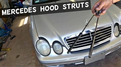 MERCEDES HOOD STRUT SHOCK SUPPORT REMOVAL REPLACEMENT - YouTube