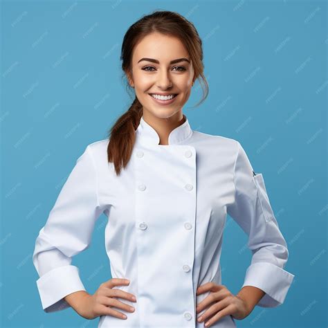 Premium Photo Skilled Chef Assistant On Solid Blue Background