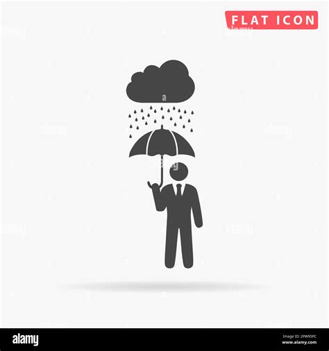 Businessman With Umbrella Protect From Rain Simple Flat Black Symbol
