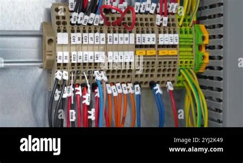 Terminal Blocks In Electrical Cabinet Cable Connector Industrial Electrical Equipment And