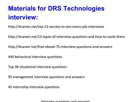 Drs Technologies Interview Questions And Answers Ppt