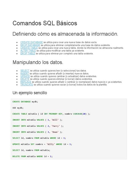 Comandos Sql Básicos Pdf