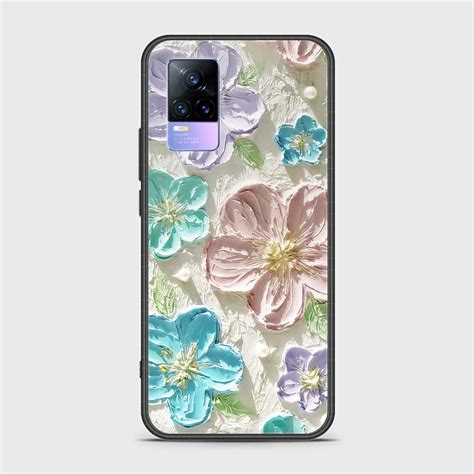 Vivo Y73 Cover Floral Series Design 14 Blue And Purple Hq Ultra S