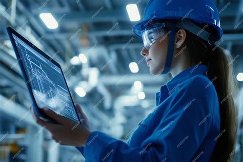 Female Engineer Utilizing Tablet For Modern Construction Management At Urban Development Site