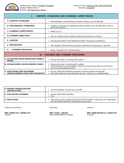 Math 5 Dll Pdf Teachers Learning