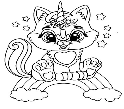 Very Cute Unicorn Cat Coloring Page Download Print Or Color Online