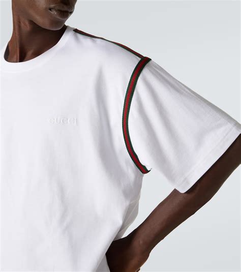Gucci T Shirt With Iconic Bands In White Modesens