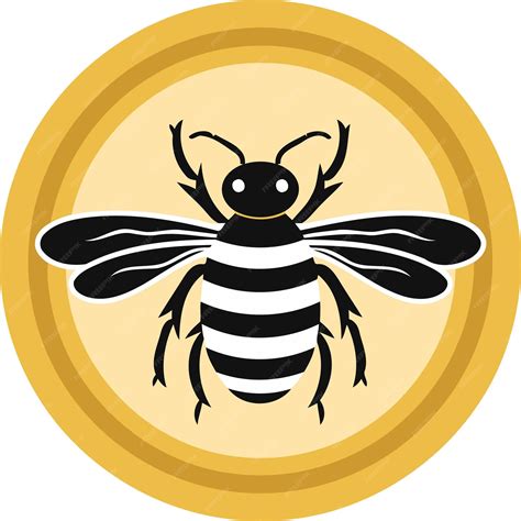 A Stylized Black And White Bee Inside A Golden Circle Perfect For Logos