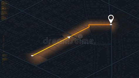 Route Dashboard With City Map Navigation Interface Isometric Map
