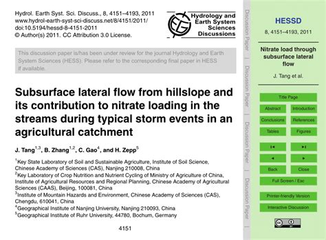 Pdf Subsurface Lateral Flow From Hillslope And Its Contribution To