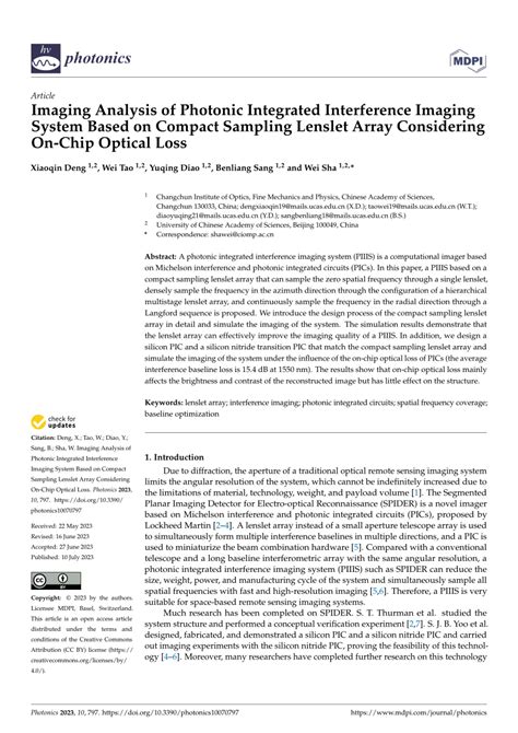 Pdf Imaging Analysis Of Photonic Integrated Interference Imaging