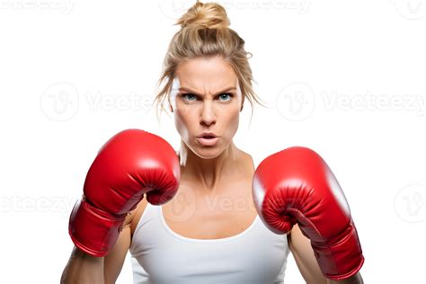 Ai Generated Athletic And Angry Young Girl In Boxing Gloves Ready To