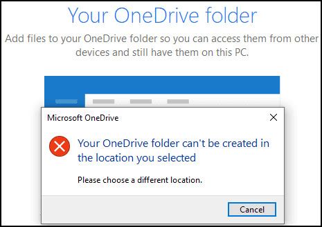 Fix Cant Create OneDrive Folder In The Selected Location
