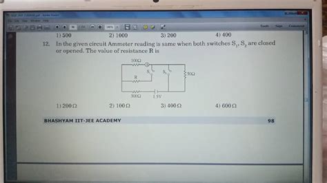 In The Given Circuit Ammeter Filo