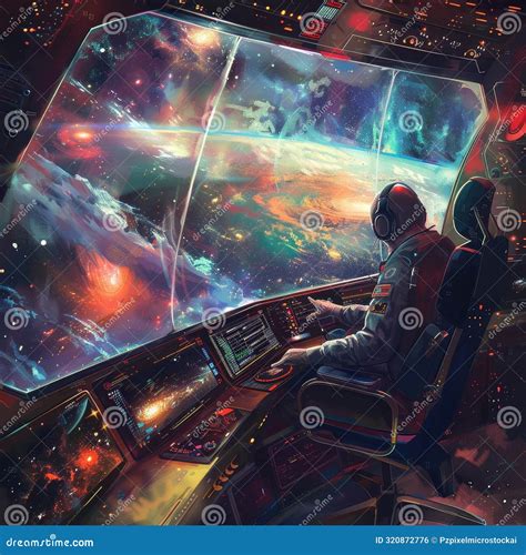 An Editor Aboard A Spaceship Editing Documents While Navigating Through The Cosmos Generated By