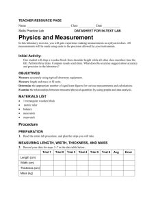 Physics Measurement Lab Significant Figures Data Analysis